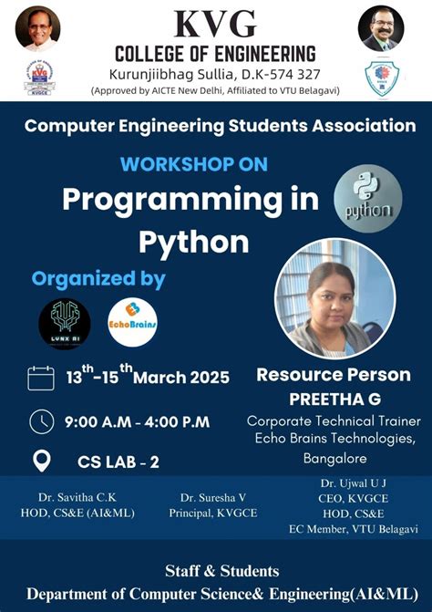 Python Ai Machinelearning Coding Workshop Kvgce Computerscience