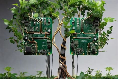 Premium Ai Image Nature And Ai Driven Technology Trees Emerging From