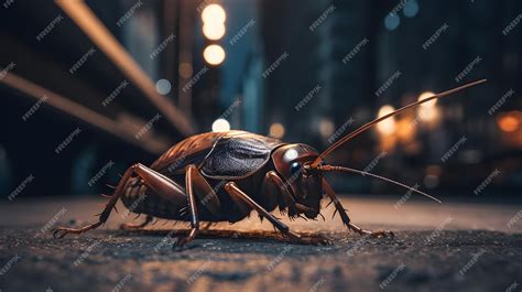 Premium Ai Image Closeup Cockroach In The City At Night