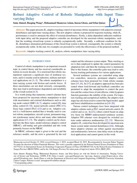 Robust Adaptive Control Of Robotic Manipulator With Input Timevarying