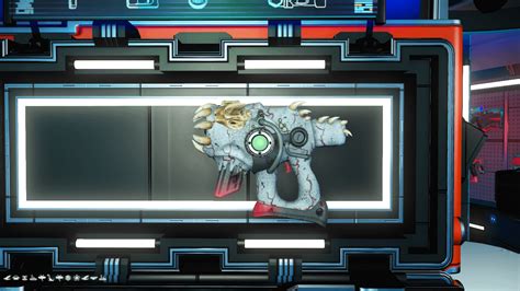 White Alien Multi Tool With Teethspines And Black And Red Accents On The Space Station B Class