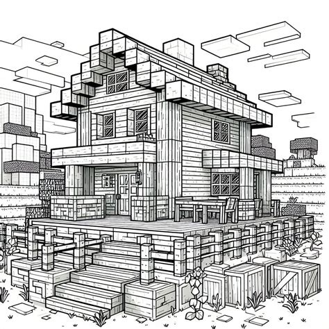 Minecraft Haus Ausmalbilder SuperAusmalbilder Ch