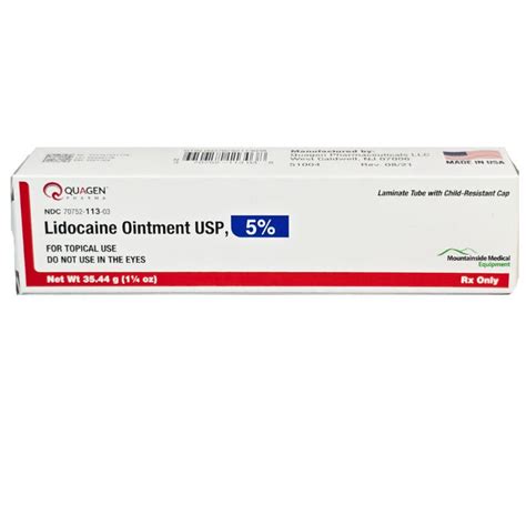 Lidocaine Ointment 5 Topical Numbing Ointment 3544 Grams Tube Rx