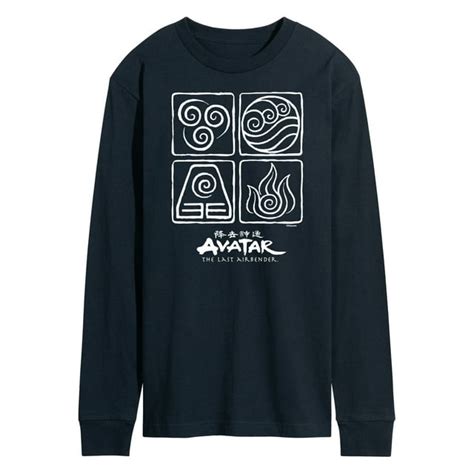 Avatar The Last Airbender Four Elements Inverse Mens Long Sleeve