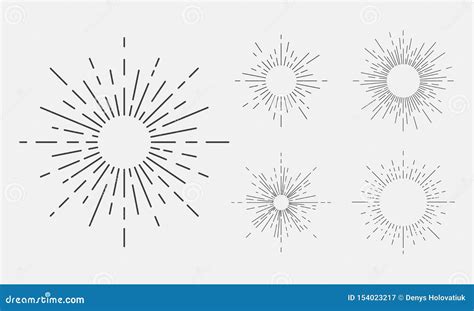 Set Of 5 Light Rays Sunburst Vintage Design Elements For Logo Emblem