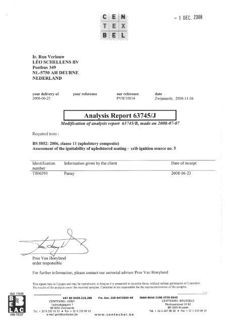 Test Certificate Bs 5852 Crib 5 Vescom