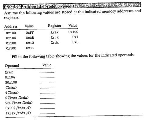 Solved Assume The Following Values Are Stored At The