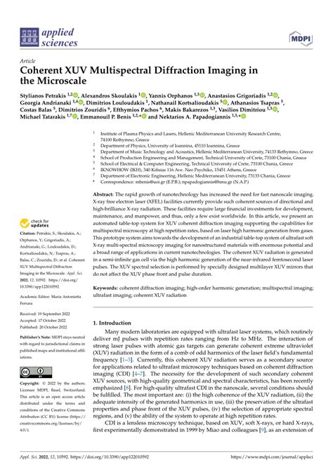 Pdf Coherent Xuv Multispectral Diffraction Imaging In The Microscale
