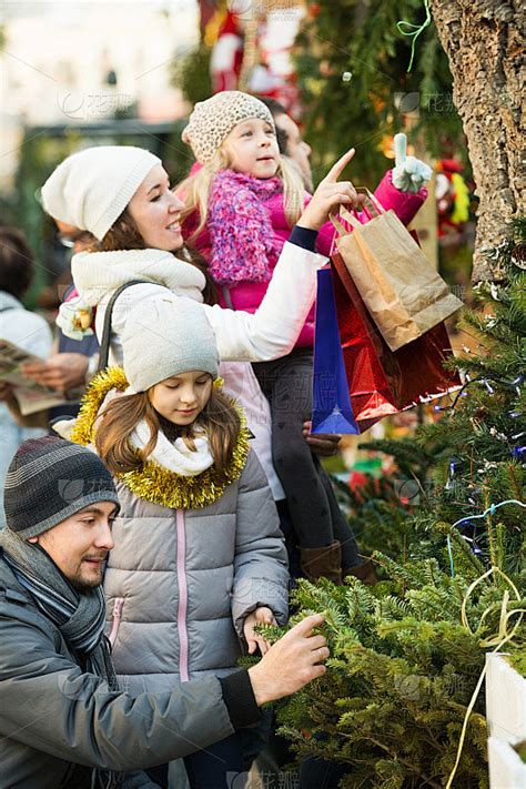 家庭选择圣诞树