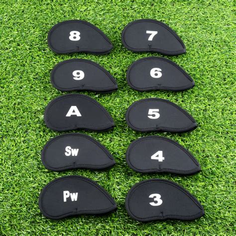 10pcs Black Golf Head Covers Golf Iron Putter Club Heads Protector Set