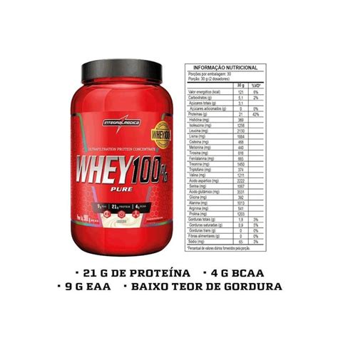 Whey 100 Pure Integralmédica Morango 900g Centauro