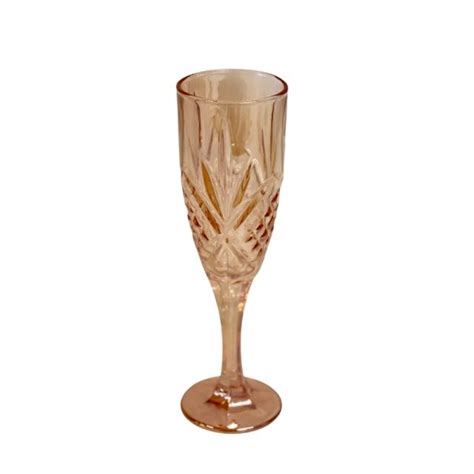 Amber Crystal Cut Champagne Glass Beautiful Wedding Hire