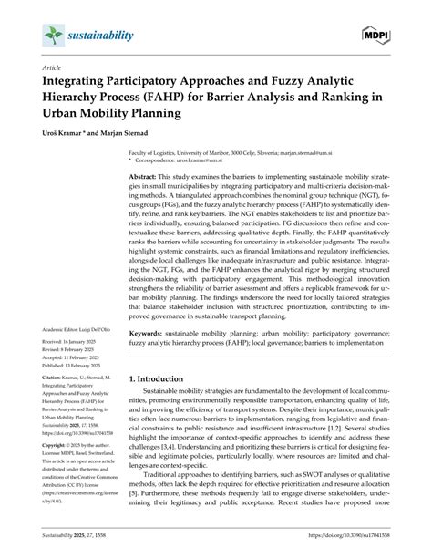 Pdf Integrating Participatory Approaches And Fuzzy Analytic Hierarchy