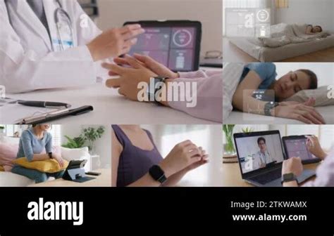 Mosaic Screen Of Ai Wrist Smart Watch Internet Of Things Iot Medtech Device Healthcare