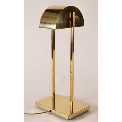 Vintage Brass Demilune Adjustable Table Desk Lamp In The Manner Of