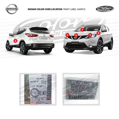 Nissan Color Code Location Paint Label Sample Car Paint Colors