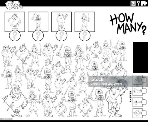 Combien De Pirates De Dessins Animés Comptent La Page À Colorier