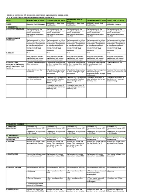 Dll In Eim 10 Week 2 Pdf Electrical Wiring Electric Power