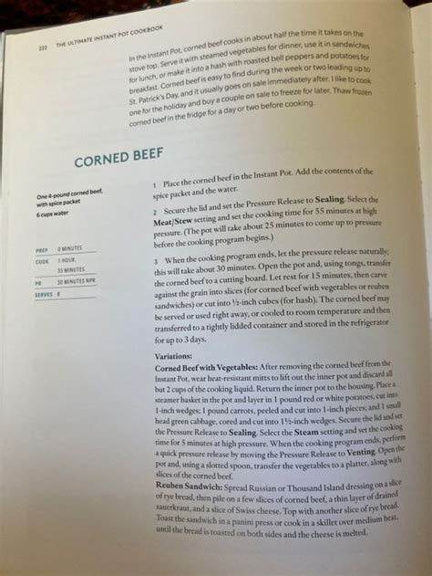 Corned Beef Instant Pot Cookbook Corned Beef Holiday Day