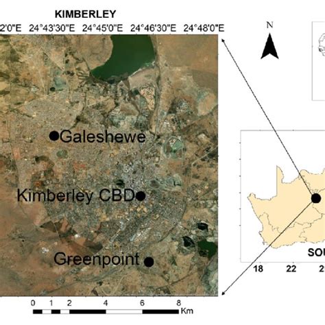 Map Of Kimberley Cbd And Surrounding Areas Source Authors Own