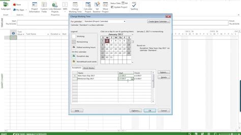 Ms Project Creating The Holiday Calendar Youtube
