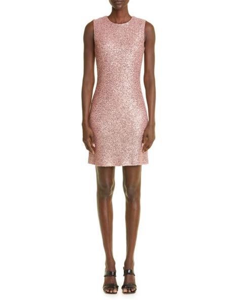St John Sequin Knit Sheath Dress In Natural Lyst