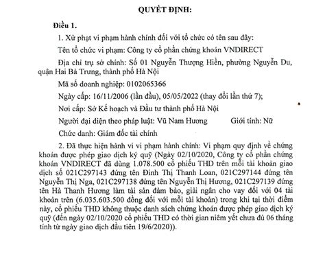 Xử Phạt Vndirect Vì Cho Người Nhà Các Sếp Thaiholdings Vay Margin Sai