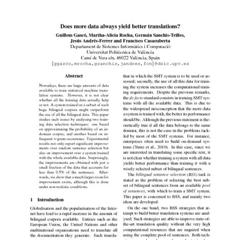 Does More Data Always Yield Better Translations Acl Anthology