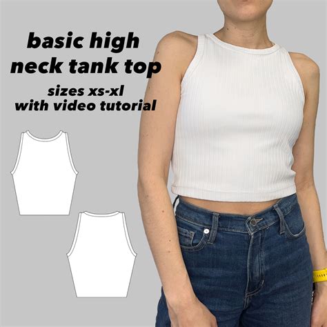Basic Tank Top Sewing Pattern Crop Tank Top Pattern High Neck Tank