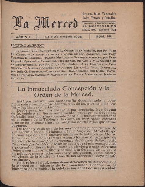 La Inmaculada Concepción y la Orden de la Merced