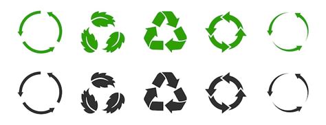 Premium Vector Recycle Arrows Icons Collection Set Of Green And Black Recycling Arrows Symbol