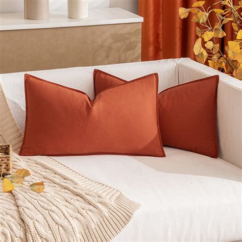 Miulee Pack Of 2 Burnt Orange Pillow Covers 12x20 Inch