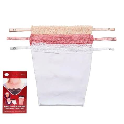 Buy Finesse Miracle Cami Cotton Clip On Mock Camisole Set Of 3 White Pink Peach Online At