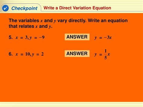PPT Lesson Direct Variation Goal Write And Graph Direct Variation Equations PowerPoint