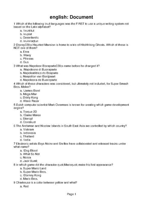 English Lecture Notes 5 English Document 1 Which Of The Following