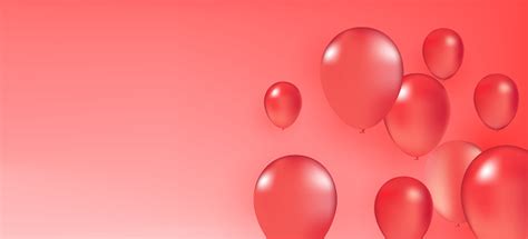빨간 풍선 개념 디자인 템플릿 해피 발렌타인 데이와 새해 컨셉 빨간 배경 축하 파티 및 휴일 이벤트 개념에 대한 스톡 벡터 아트