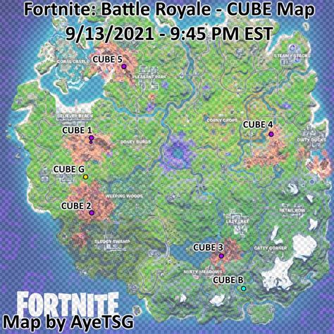 Fortnite desvela la ubicación de los 7 cubos gigantes en el mapa y