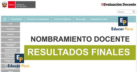 Resultados De Nombramiento Docente 2023 ~ Educar Perú