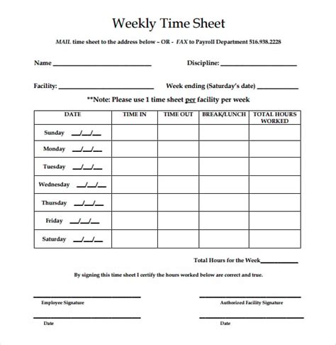 31 simple timesheet templates doc pdf