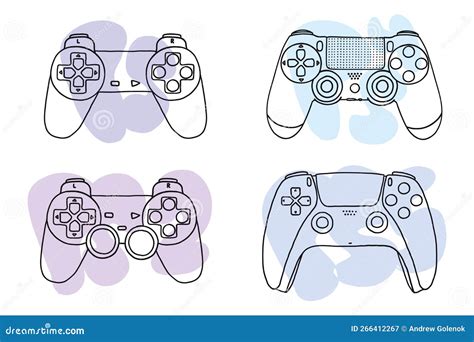 Set Of Game Controllers In Hand Drawn Style Stock Vector Illustration