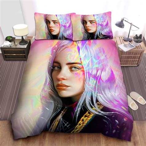 Billie Eilish In Colorful Digital Art Bed Sheets Spread Duvet Cover Bedding Sets