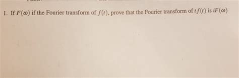Solved If F Omega If The Fourier Transform Of F T Prove Chegg Com