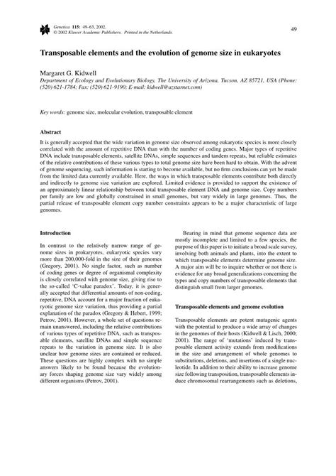 Transposable Elements And The Evolution Of Genome Size In Eukaryotes