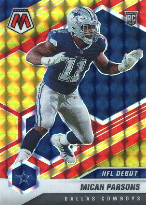 Micah Parsons 2021 Mosaic Nfl Debut Choice Fusion Red And Yellow 257