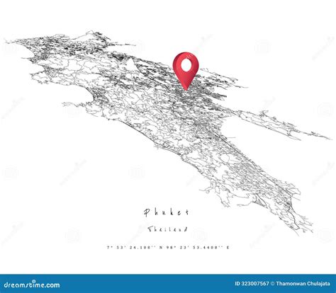 Phuket Thailanddetailed Urban Street Color Map Stock Vector