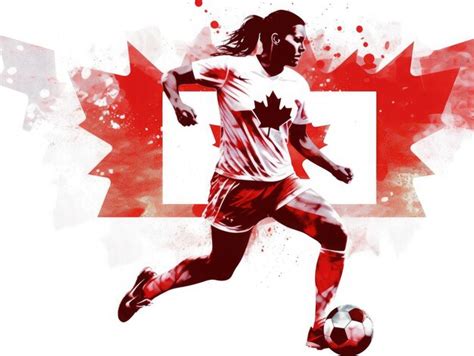 Jogadora De Futebol Canadense Em Ação Silhueta Vintage Bandeira Do