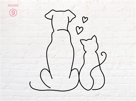 Dog And Cat Outline Svg Png Dxf Eps Pdf Etsy Canada Cat And Dog