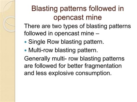 Blast Design In Opencast Mining PPTX Geology Science