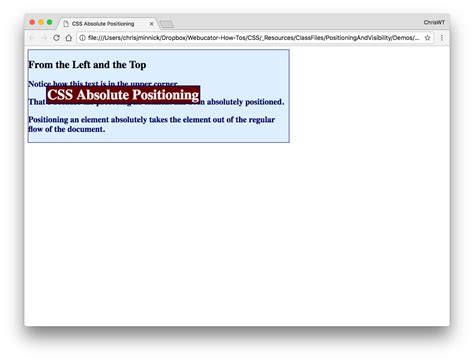 Absolute Positioning With Css Webucator