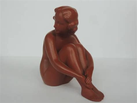 MCM GOEBEL TERRACOTTA Art Deco Girl Naked Vintage Figurine Germany FN26
